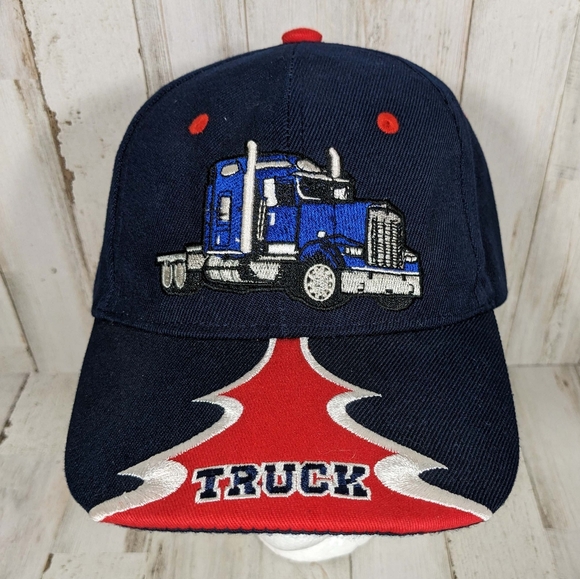 unbranded | Accessories | Trucker Hat With Semi Truck Embroideredblue ...